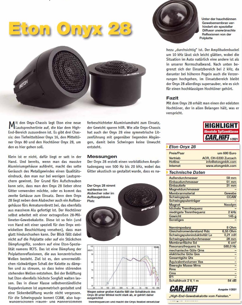 Eton ONYX 16 Tieftöner 16,5cm (6,5") HIGH-END TIEF-/MITTELTÖNER 1 Paar